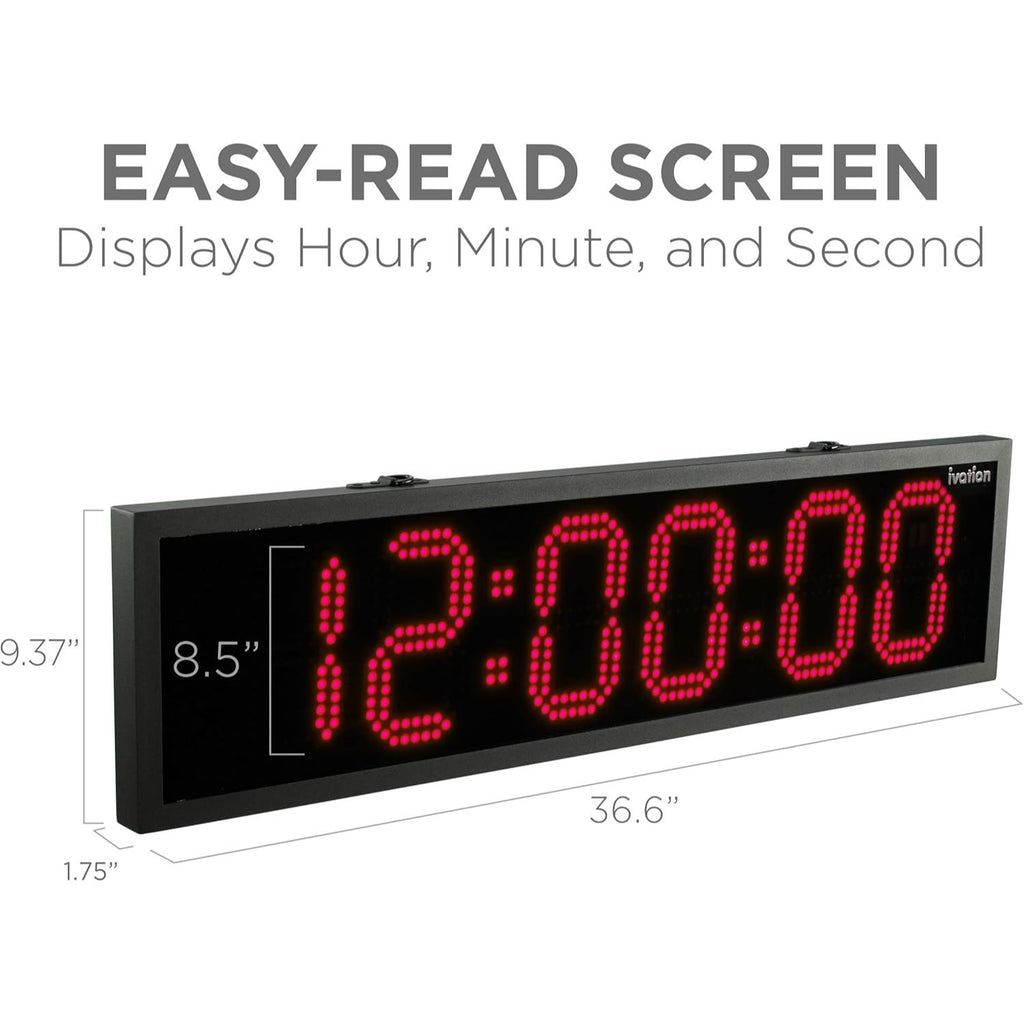 Ivation 36" Waterproof Large Digital Clock, Outdoor Large LED Clock wi ...