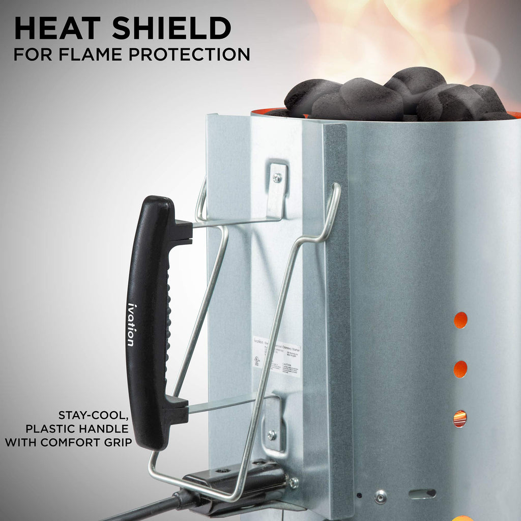 Ivation Electric Charcoal Starter, Large Chimney Starter with Steel Ca ...