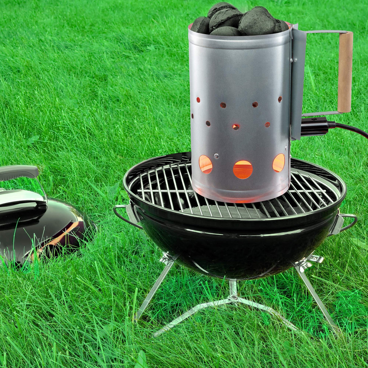 Ivation Electric Charcoal Starter, Small Chimney Starter with Steel Ca ...
