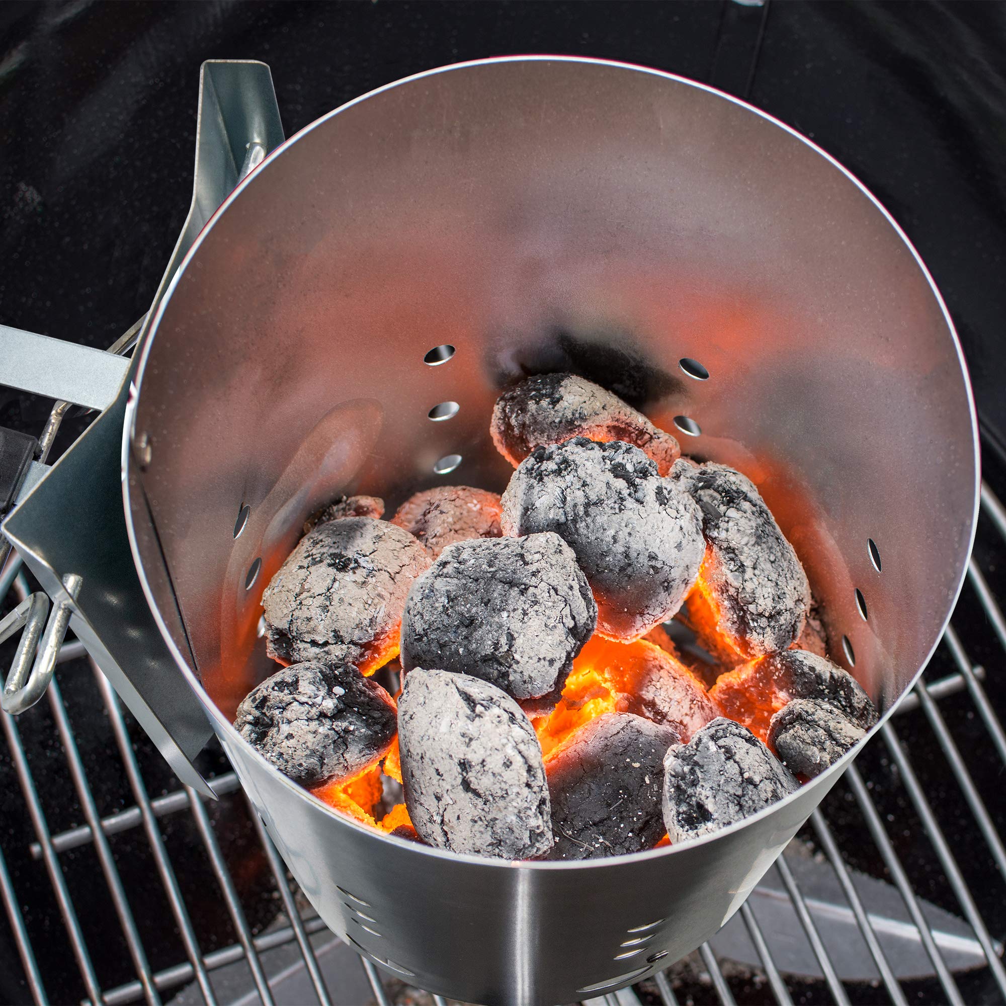 Ivation Electric Charcoal Starter, Large Chimney Starter with Steel Ca ...