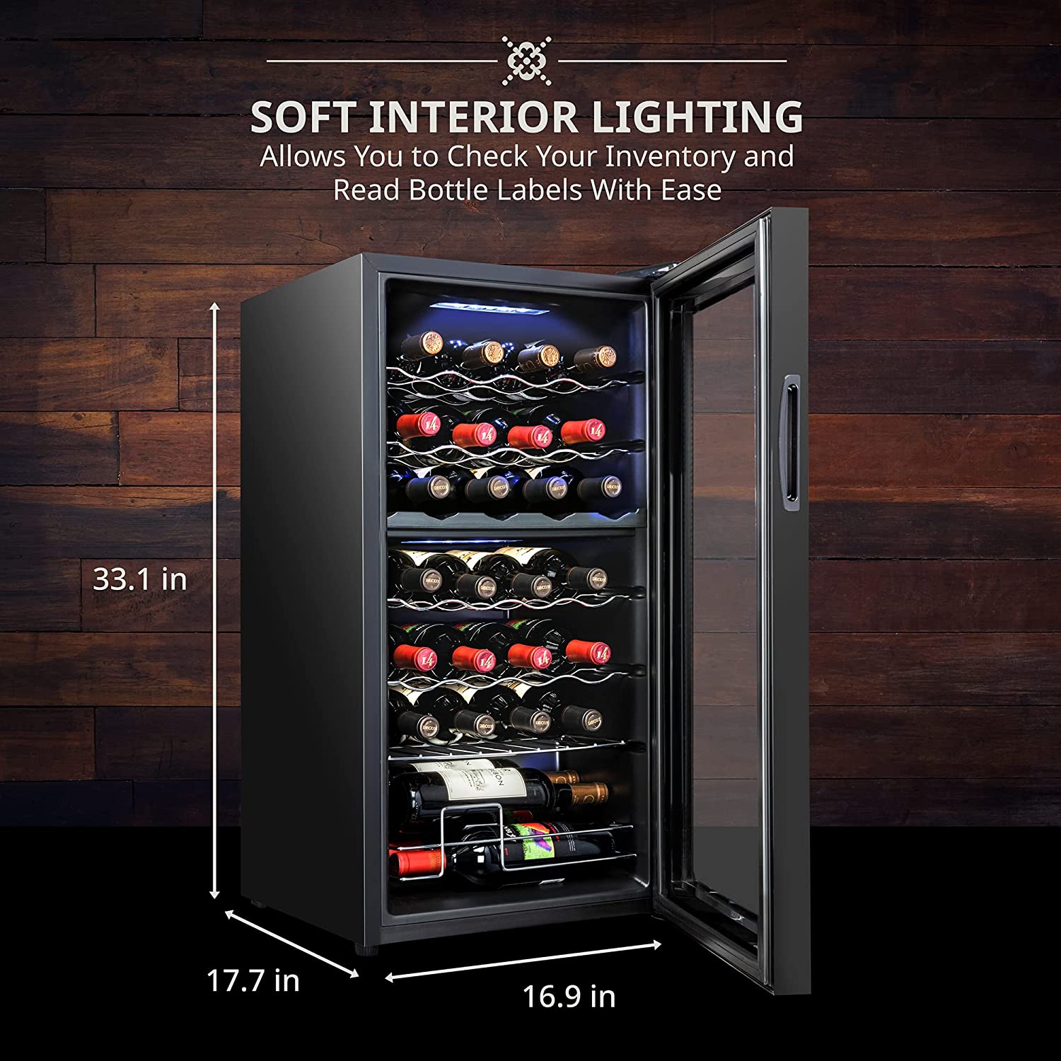 Ivation 28 Bottle Freestanding Wine Refrigerator, Dual Zone Wine Fridg ...