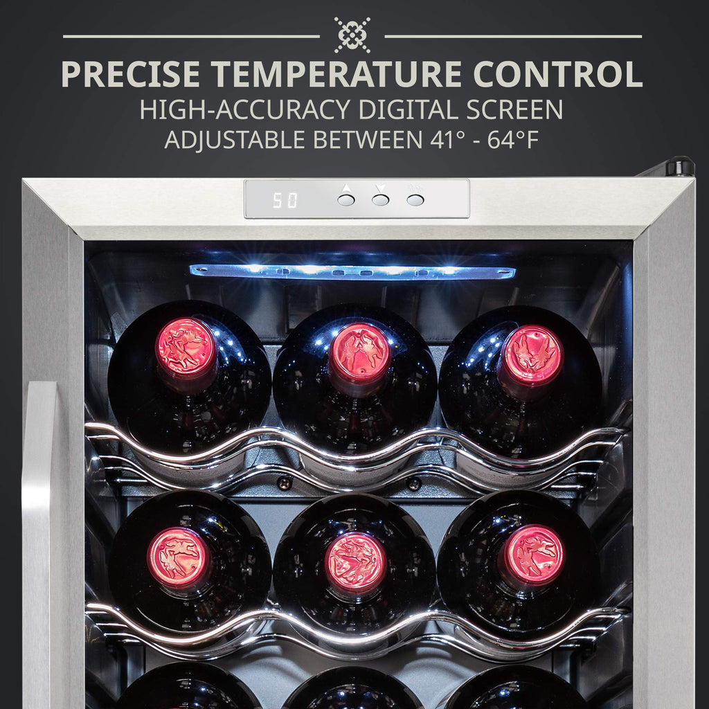 Ivation 18 Bottle Compressor Wine Refrigerator, Freestanding Wine Cool ...