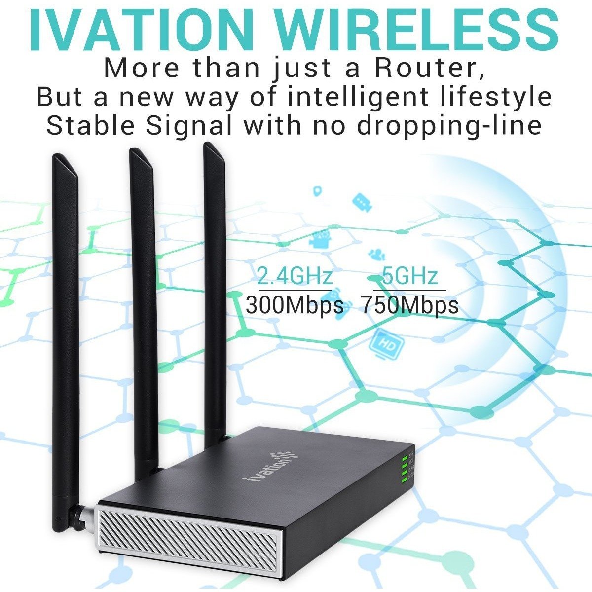 Ivation 2.4GHz/5GHz AC WiFi Router – Ivation Products