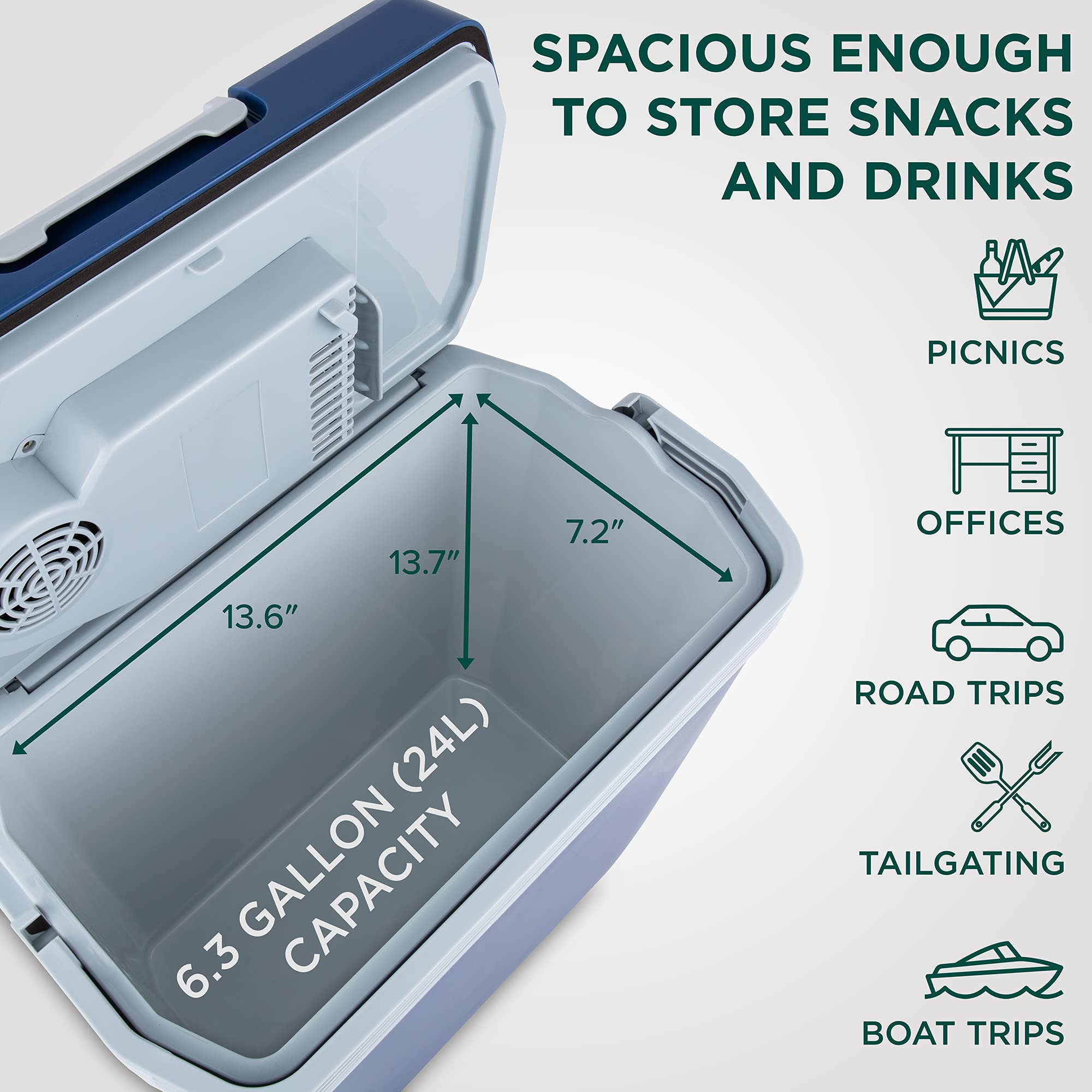 Ivation Electric Cooler & Warmer, 24 L Portable Thermoelectric 12 Volt ...