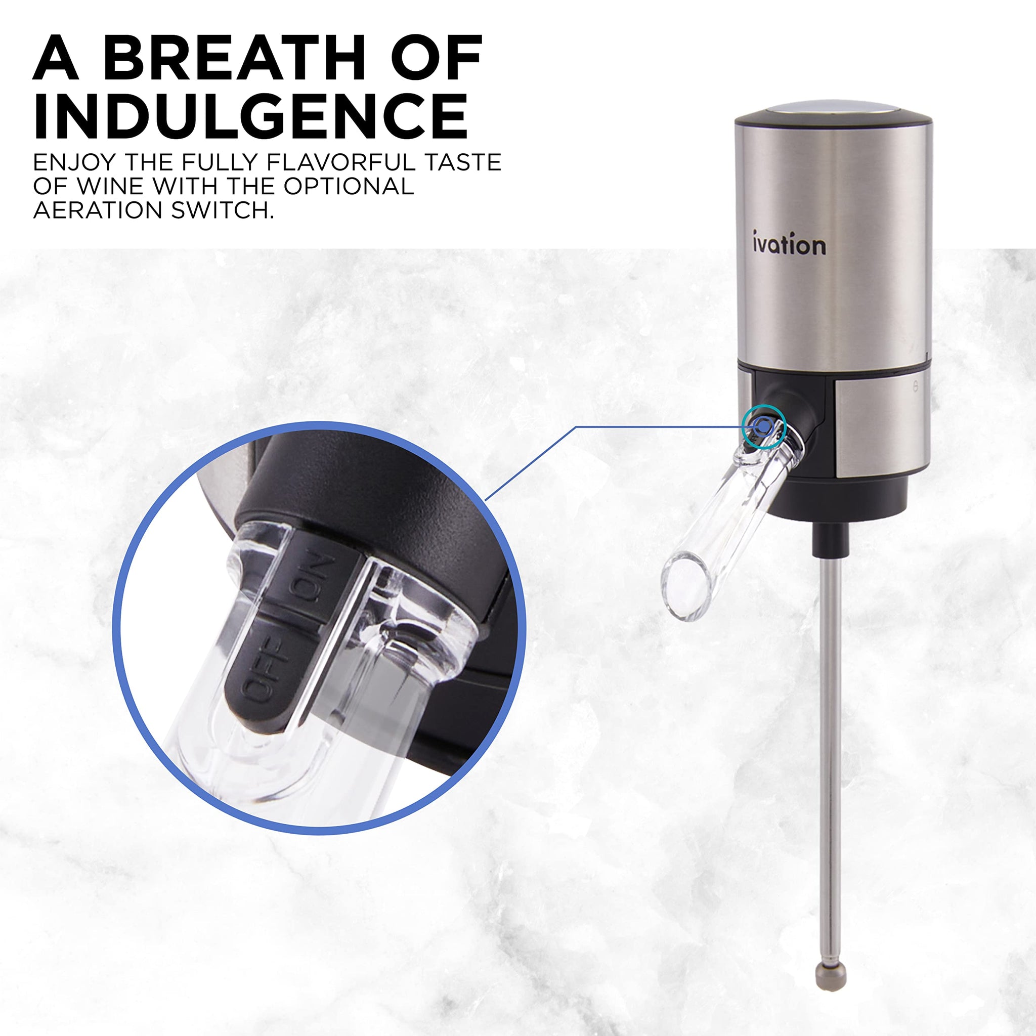 Ivation Wine Aerator & Wine Dispenser with Extension Rod, Battery-Oper ...