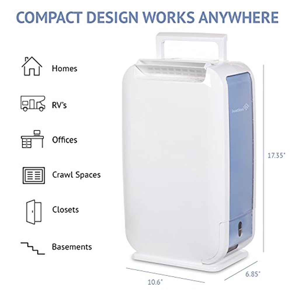 13 Pint Dehumidifier, With Continuous Drain Hose – Ivation Products