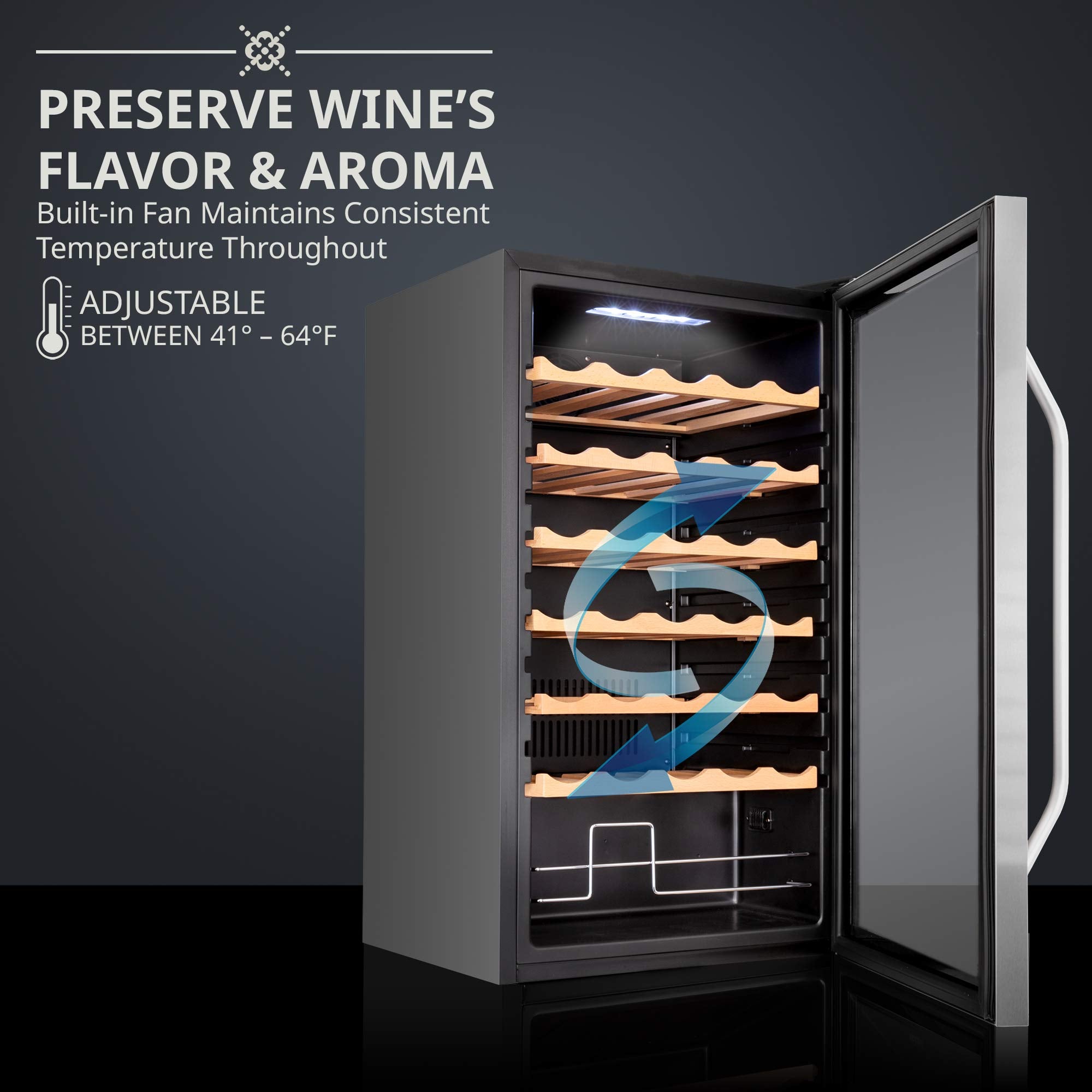 Ivation 34 Bottle Compressor Wine Refrigerator, Freestanding Wine Cool ...