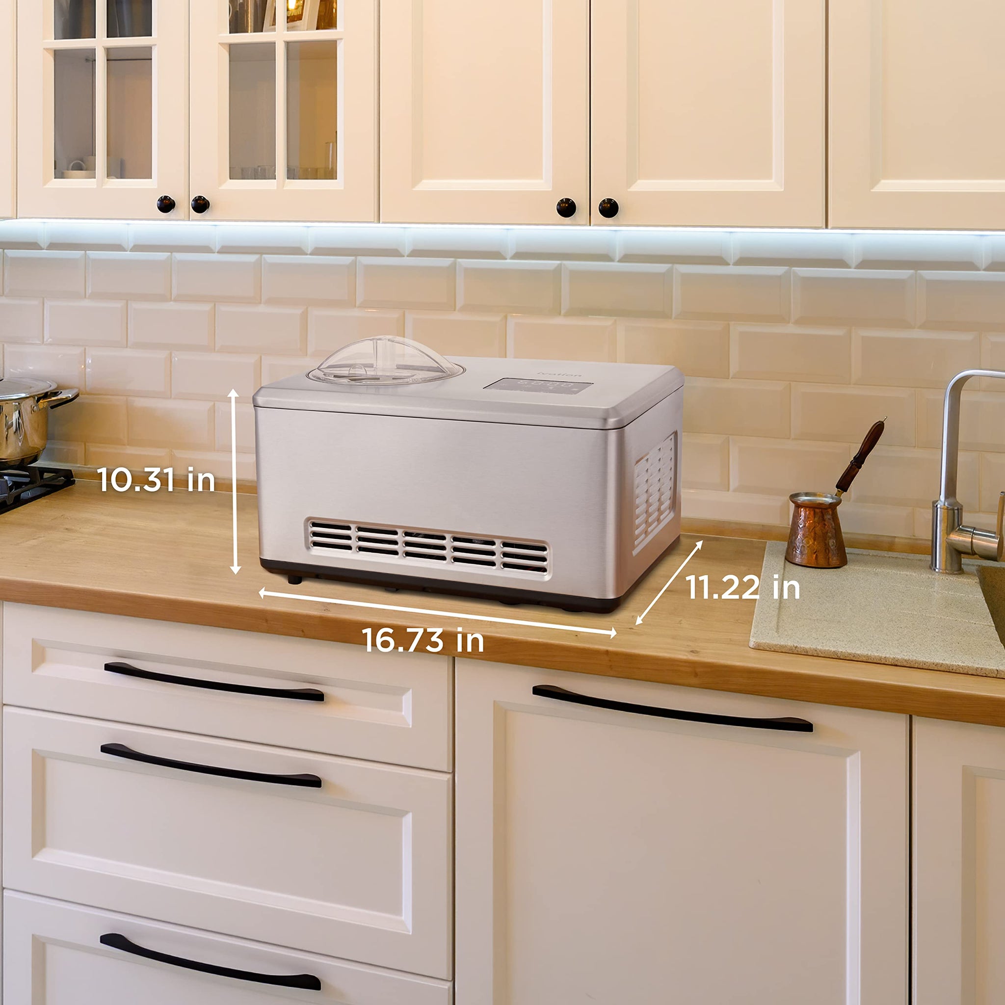 Ivation 2 Qt Automatic Ice Cream Maker Machine & Gelato Maker with Bui ...