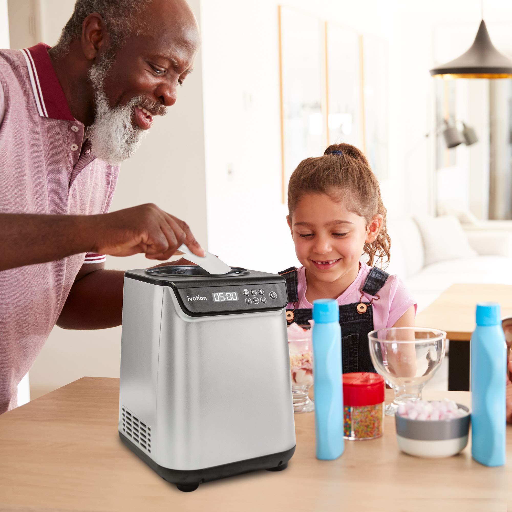 Ivation 1.2 Qt Automatic Ice Cream Maker Machine & Gelato Maker with B ...