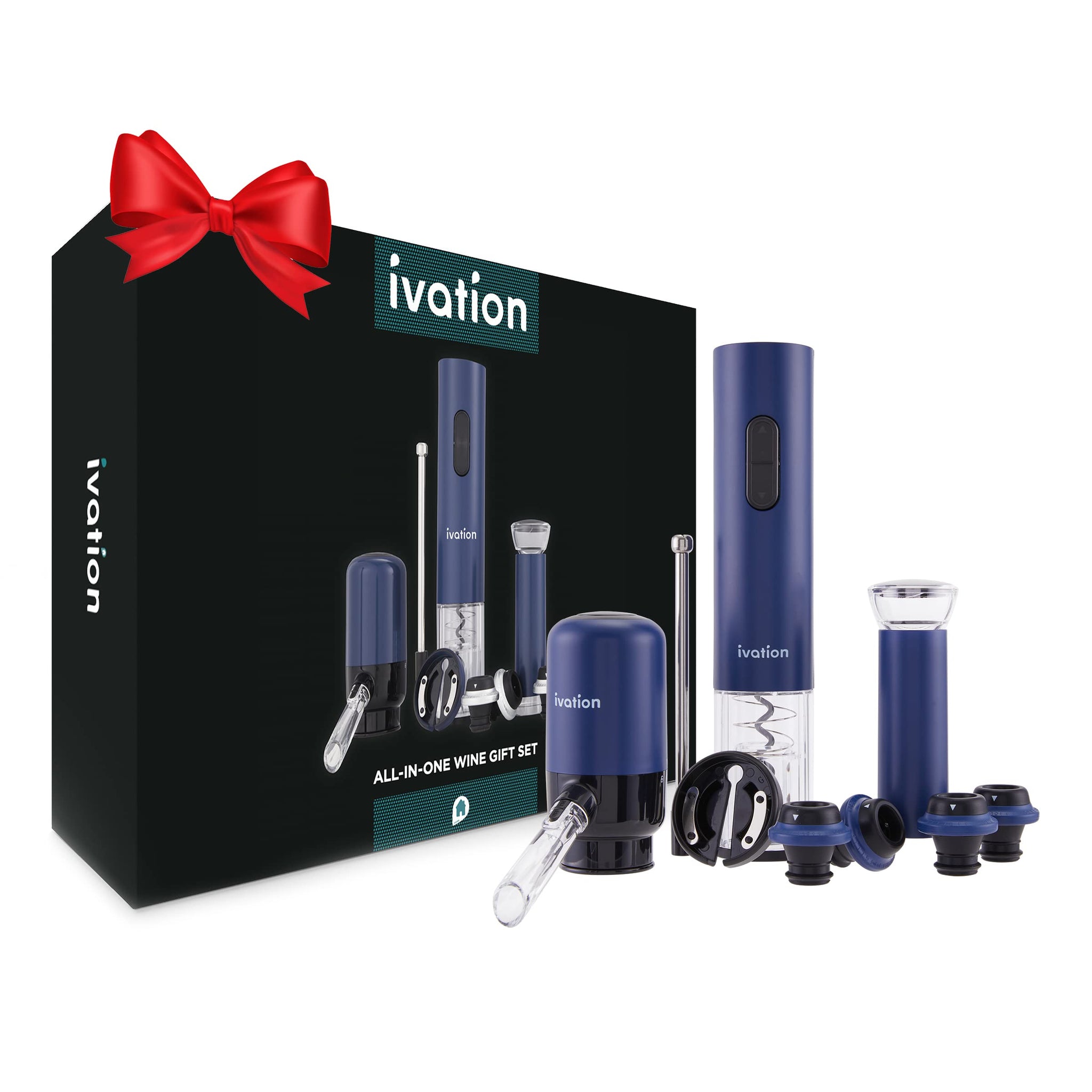 Ivation All-in-One Wine Gift Set - Wine Accessory Kit with Automatic E ...