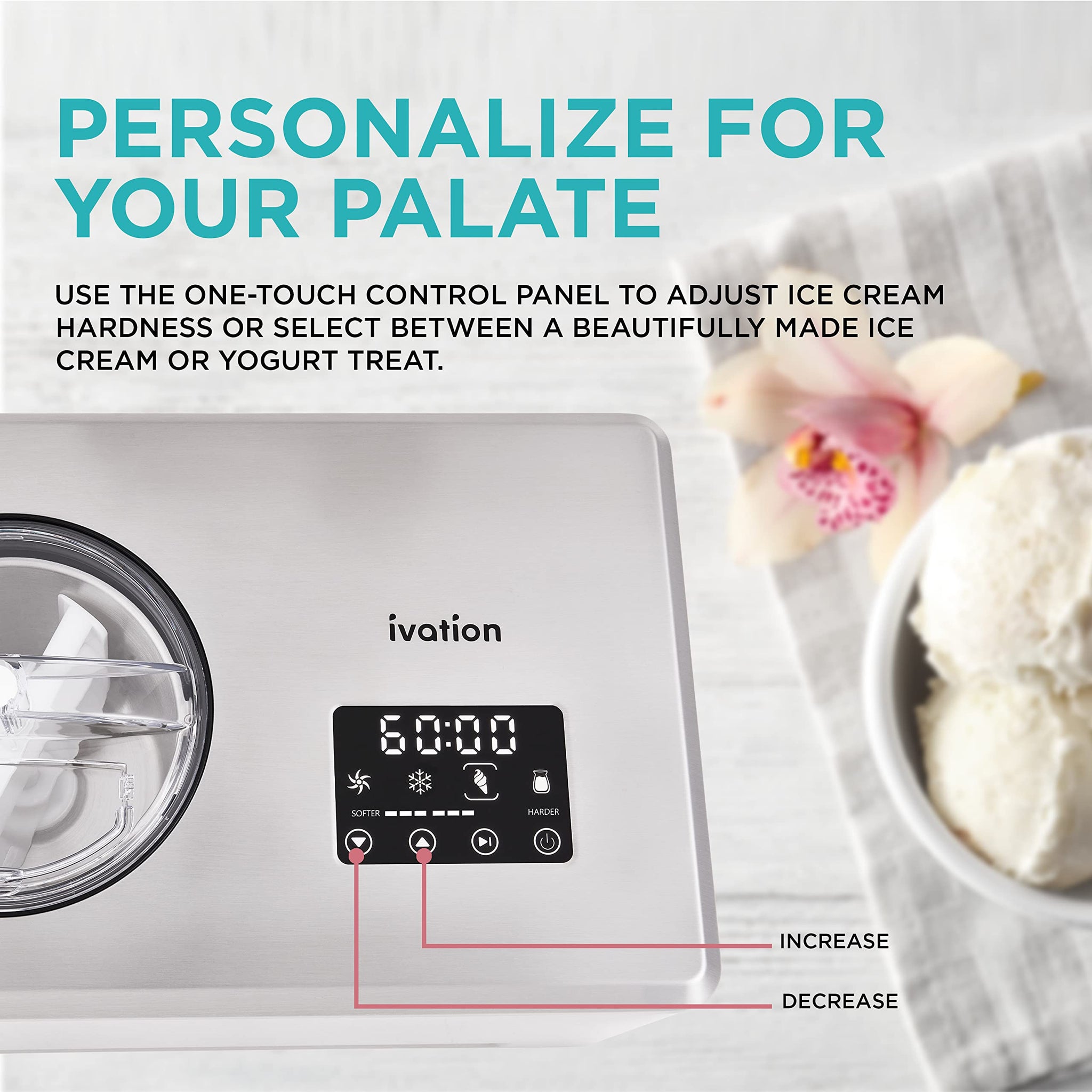 Ivation 2 Qt Automatic Ice Cream Maker Machine & Gelato Maker with Bui ...